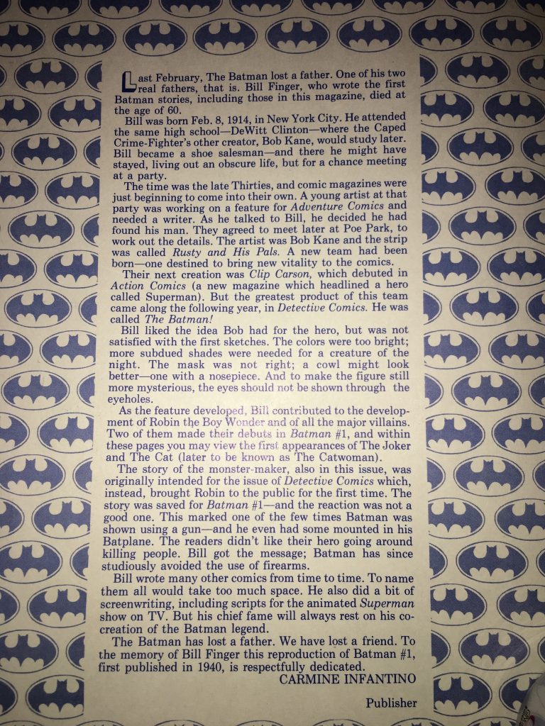 How DC Credited BILL FINGER With Creating BATMAN — in 1974 | 13th ...