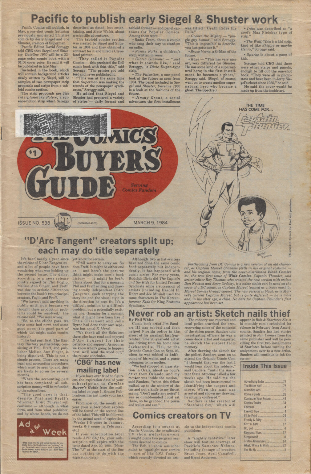 DC’s 1984 CAPTAIN THUNDER: Dig the Great CAPTAIN MARVEL Who Never Was ...