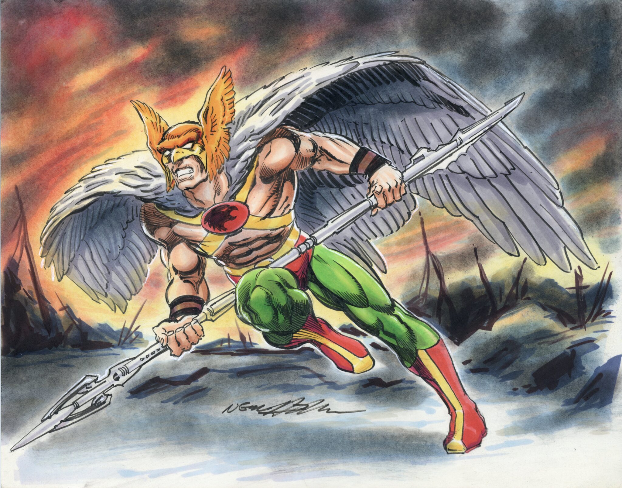 Dig This Groovy — and Offbeat — NEAL ADAMS HAWKMAN Painting | 13th ...