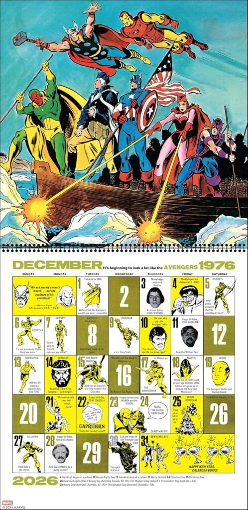 The 1976 MIGHTY MARVEL CALENDAR to Be Re-Released for 2026 | 13th ...