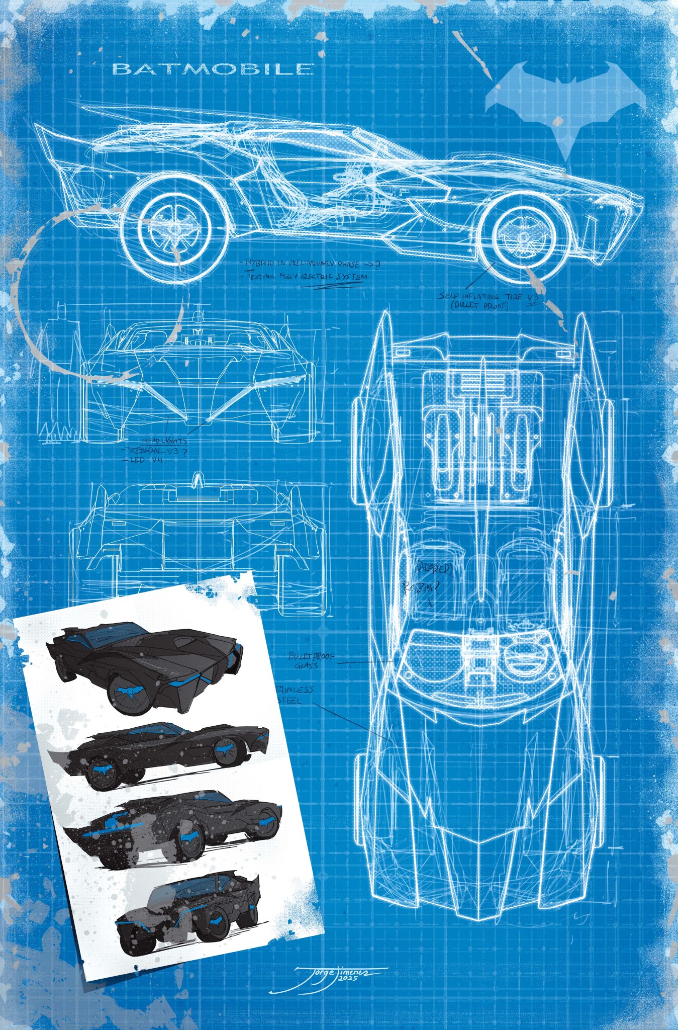 Dig the Blueprints of Comics’ Groovy New BATMOBILE | 13th Dimension ...